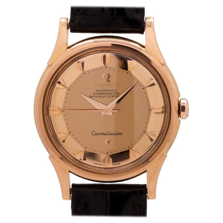 Omega Constellation 18 Karat Pink Gold Pie Pan Dial, circa 1959 at 1stDibs