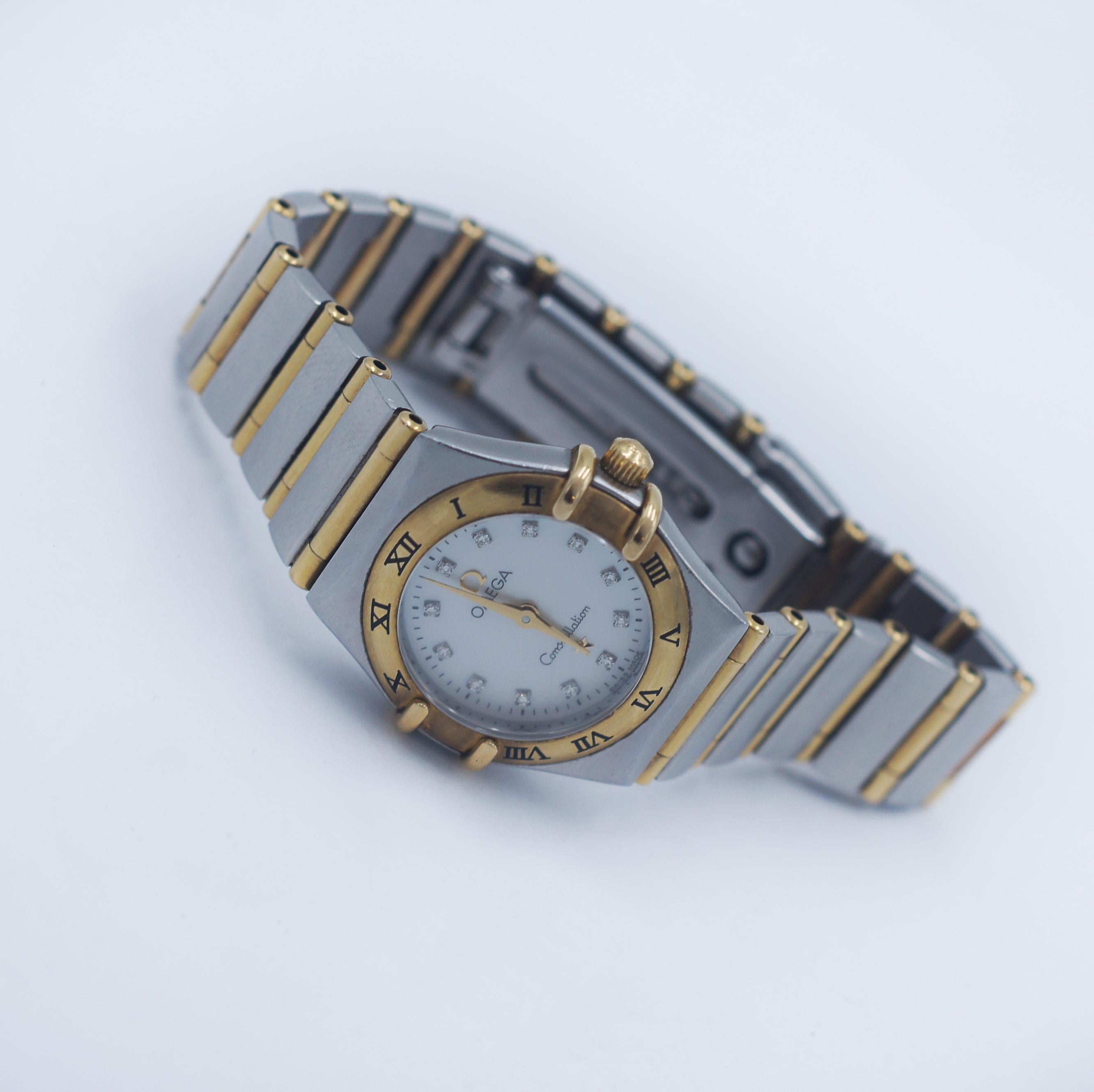 Omega Constellation 18k Gold Stainless Steel Mop and Diamond Dial Watch ...