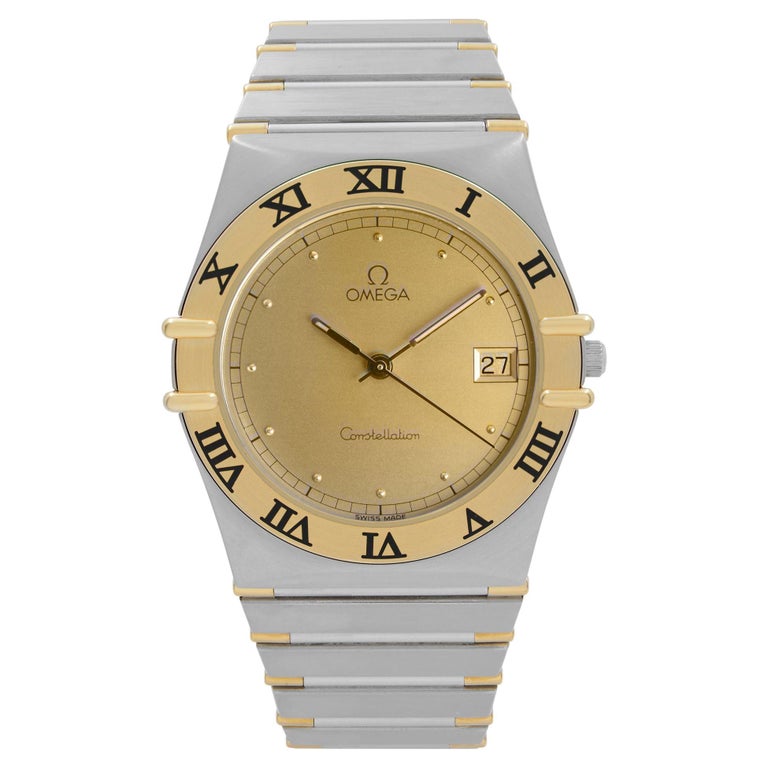 Omega Constellation 18K Yellow Gold Steel Mens Quartz Watch 396.1070.1 ...
