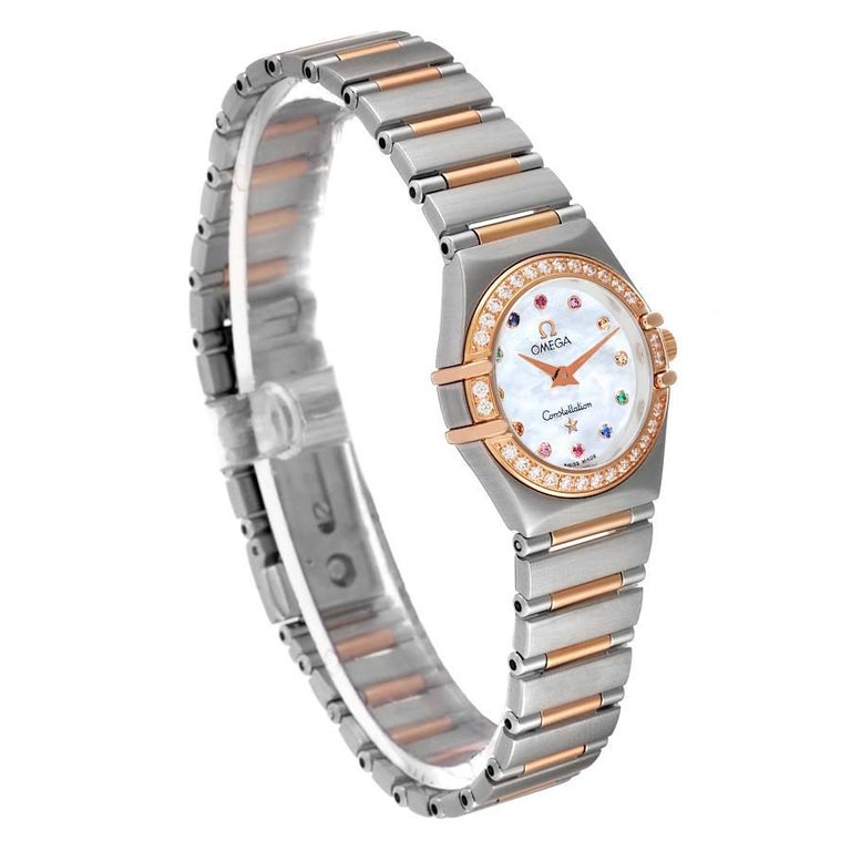 Omega Constellation Iris Steel Rose Gold MOP Diamond Ladies Watch 1360. ...