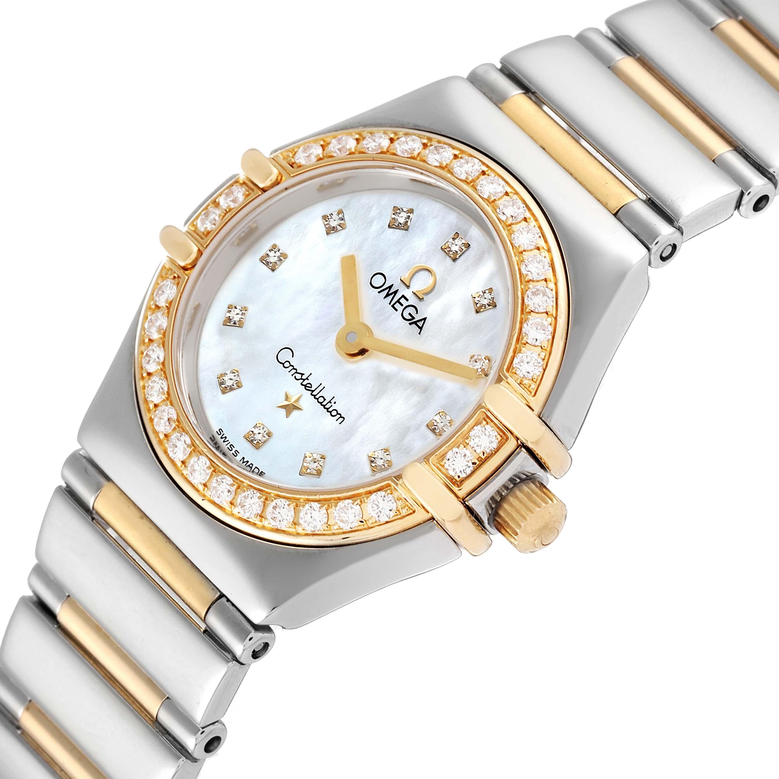 Omega Constellation MOP Dial Steel Yellow Gold Diamond Ladies Watch ...