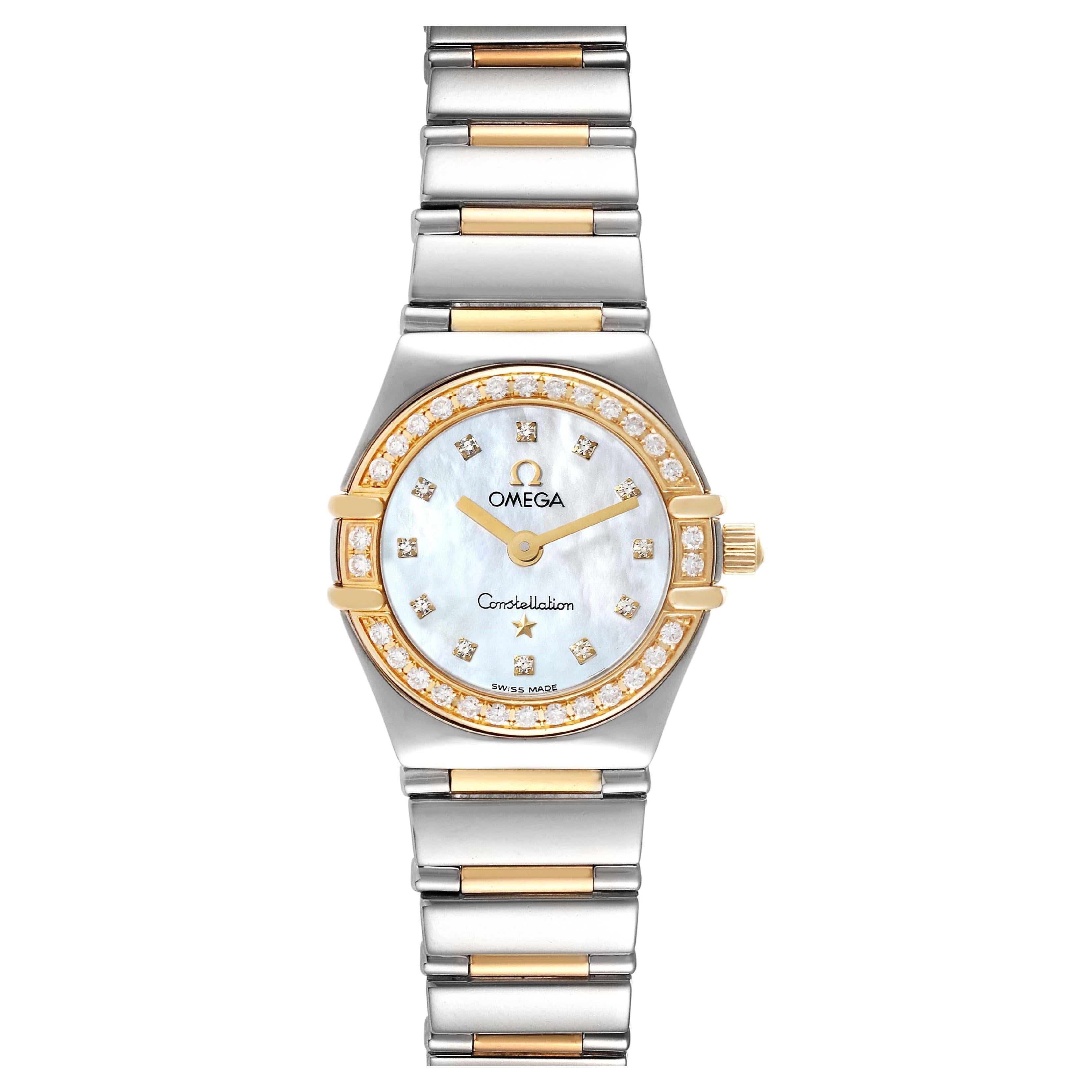 Omega Constellation MOP Dial Steel Yellow Gold Diamond Ladies Watch ...