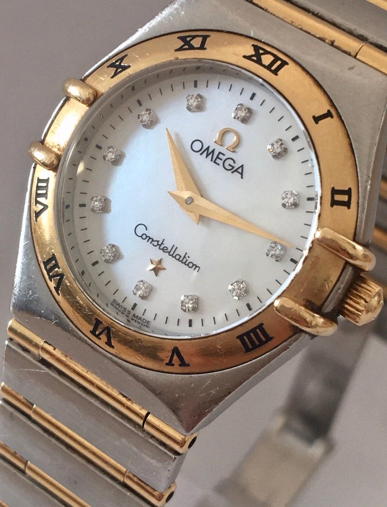 Omega Constellation Mother Pearl Yellow Gold and Steel Diamond Women’s ...