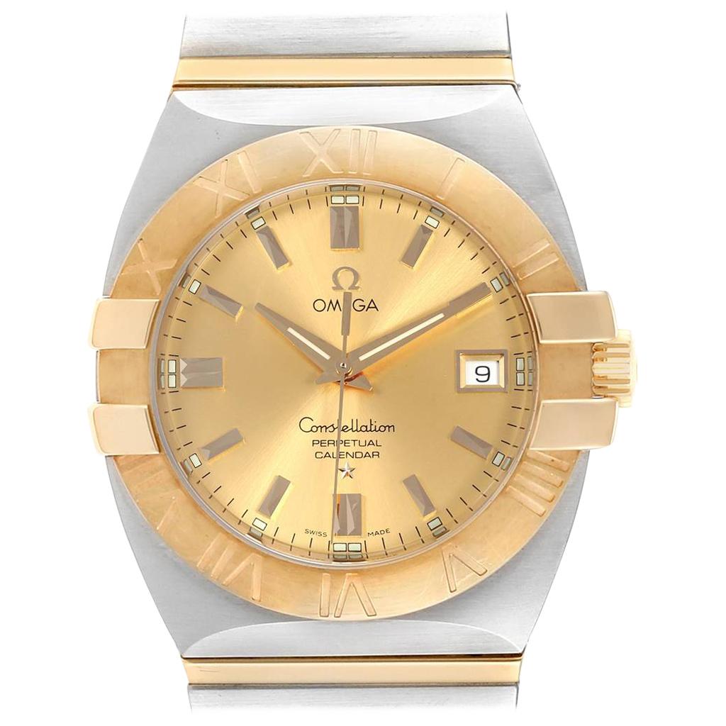 Omega Constellation Perpetual Calendar Steel Yellow Gold Watch 1211.10. ...