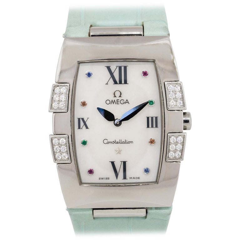 Omega Constellation Quadrella Stainless Steel White Diamond Dial Watch ...