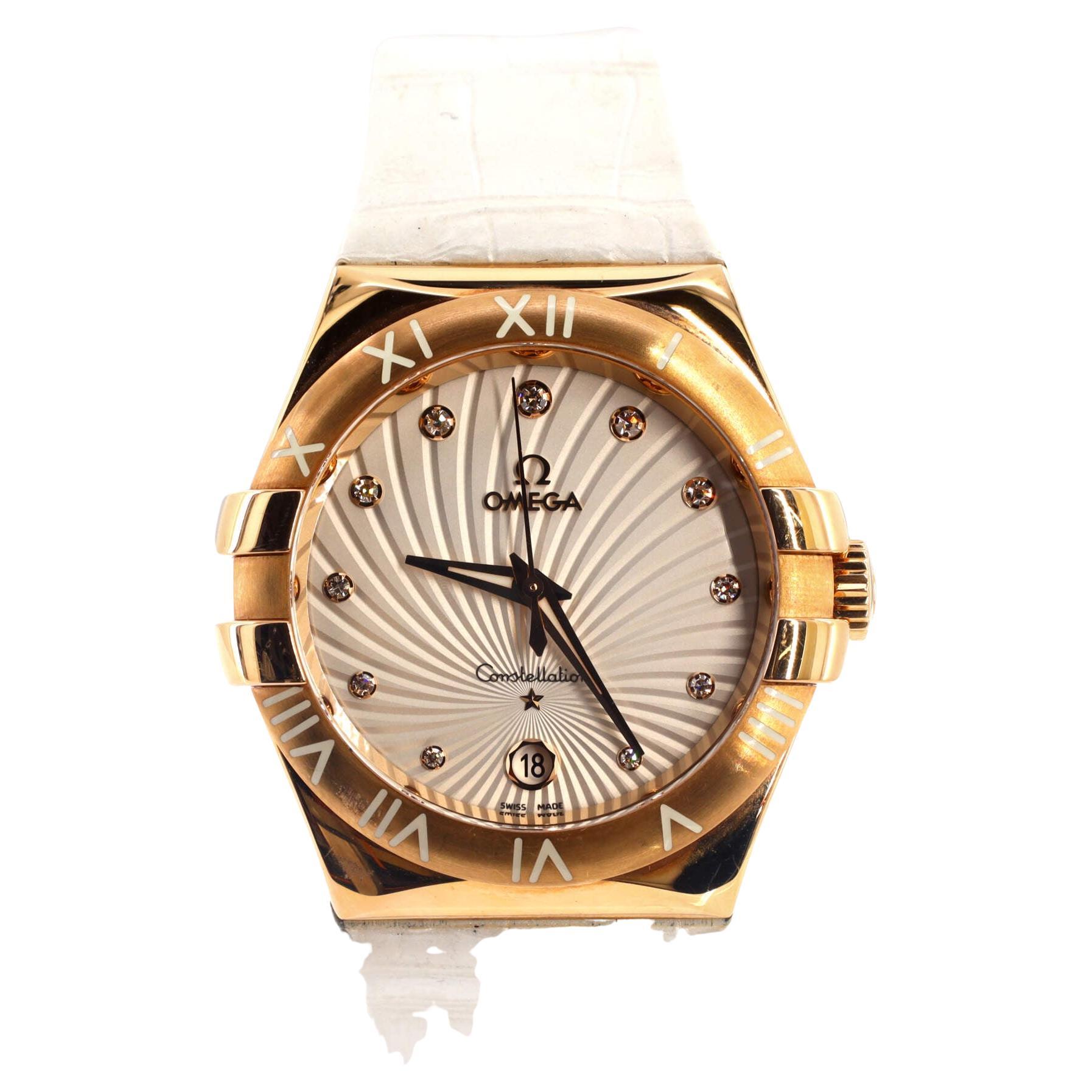 Omega Constellation Quartz Watch Stainless Steel with Diamond Bezel and ...