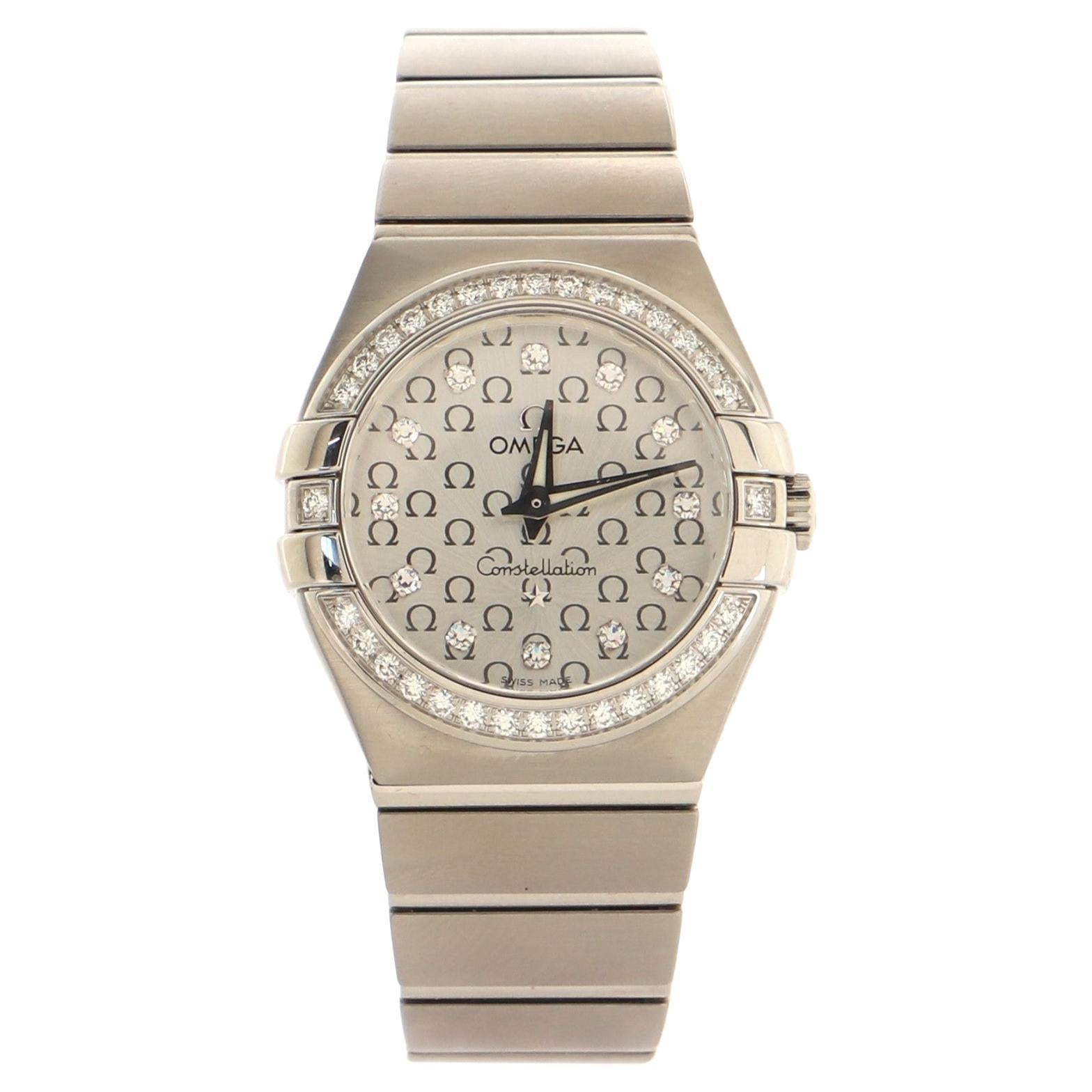 Omega ladies Stainless Steel Diamond Constellation Quadra Quartz ...