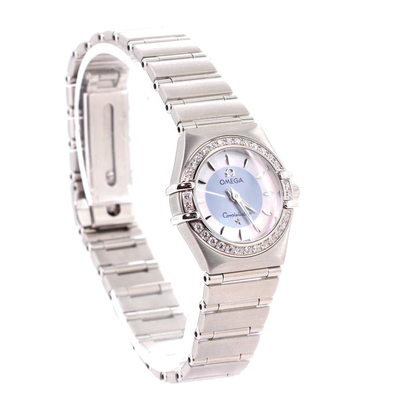 Omega Constellation Quartz Watch Stainless Steel with Diamond Bezel and ...