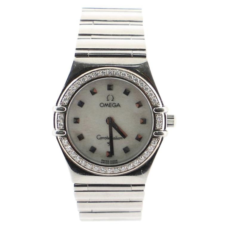 Omega Constellation Quartz Watch Stainless Steel with Diamond Bezel and ...