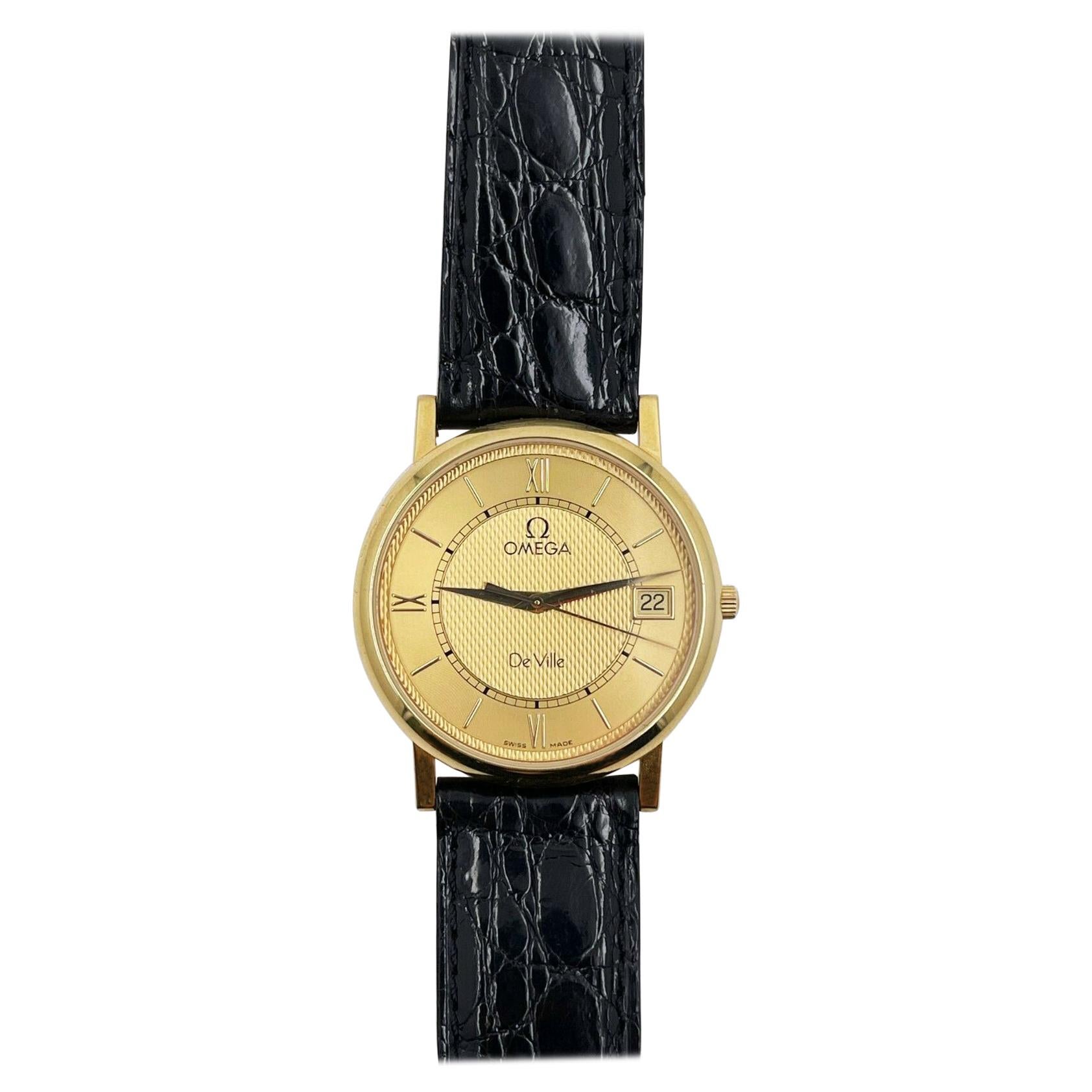 Omega Yellow Gold DeVille Automatic Wristwatch circa 1980 For Sale at ...