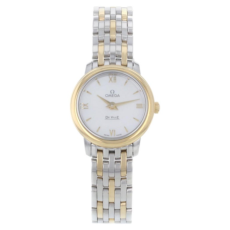 Omega DeVille Prestige Mother of Pearl Dial Steel Gold Watch 424.20.24 ...