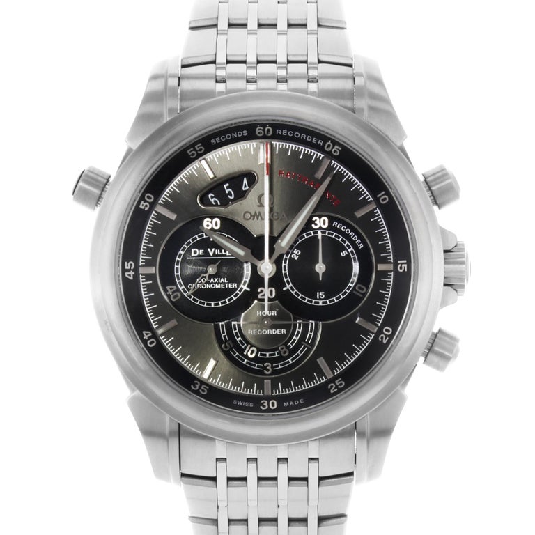 Omega DeVille Rattrapante Steel Black Dial Mens Watch 422.10.44.51.06 ...