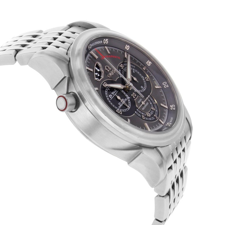 Omega DeVille Rattrapante Steel Black Dial Mens Watch 422.10.44.51.06 ...