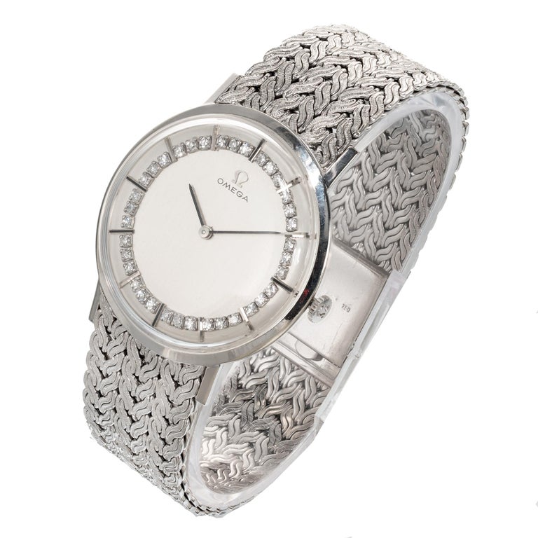 Omega Diamond White Gold Unisex Wristwatch at 1stDibs | omega d6672