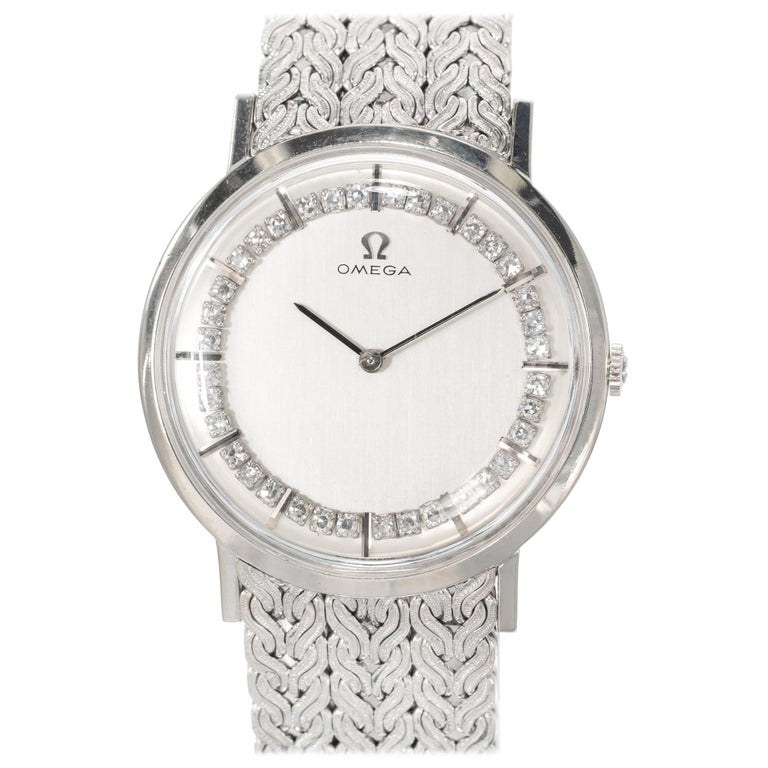 Omega Diamond White Gold Unisex Wristwatch at 1stDibs | omega d6672