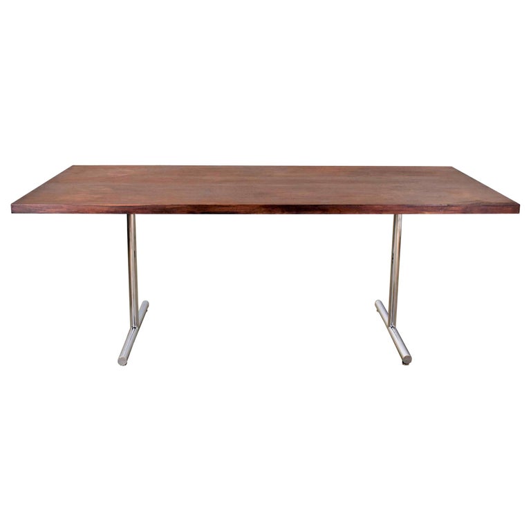 Omega Dining Table in Rosewood and Chrome Attributed to Hans ...
