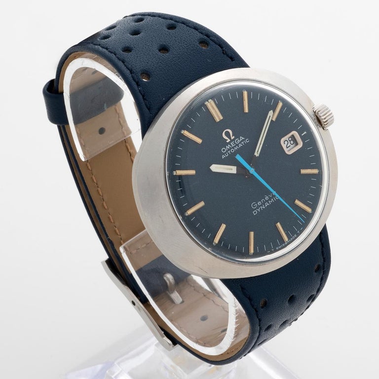 Omega Geneve Blue, Ref 136.033, Superb Retro Watch at 1stDibs
