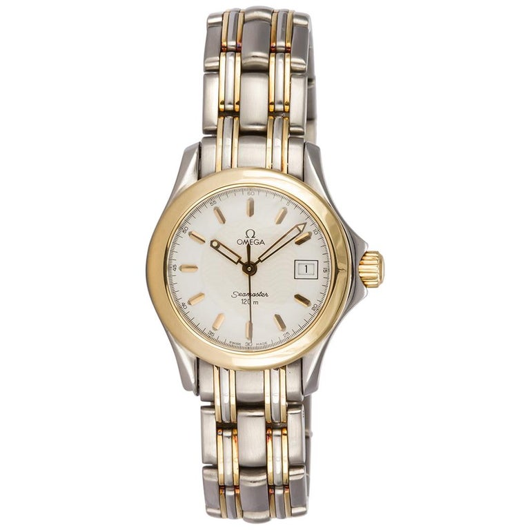 Omega Ladies Two-Tone 18 Karat Yellow Gold and Steel Seamaster Quartz ...