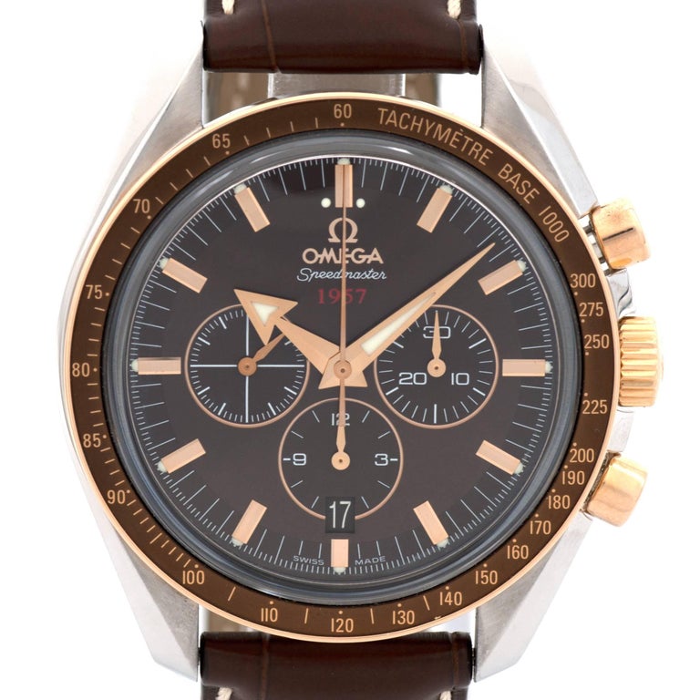 Omega Red Gold Stainless Steel Speedmaster Broad Arrow Chronograph ...