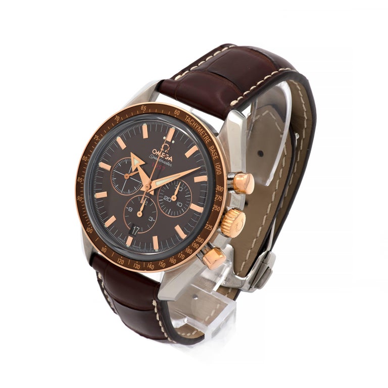 Omega Red Gold Stainless Steel Speedmaster Broad Arrow Chronograph ...