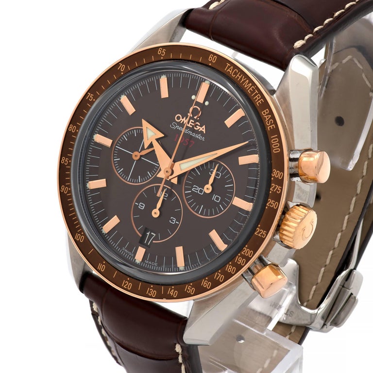 Omega Red Gold Stainless Steel Speedmaster Broad Arrow Chronograph ...