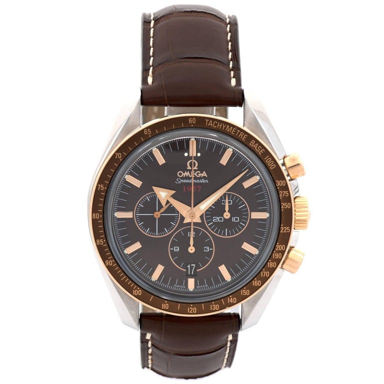 Omega Red Gold Stainless Steel Speedmaster Broad Arrow Chronograph ...