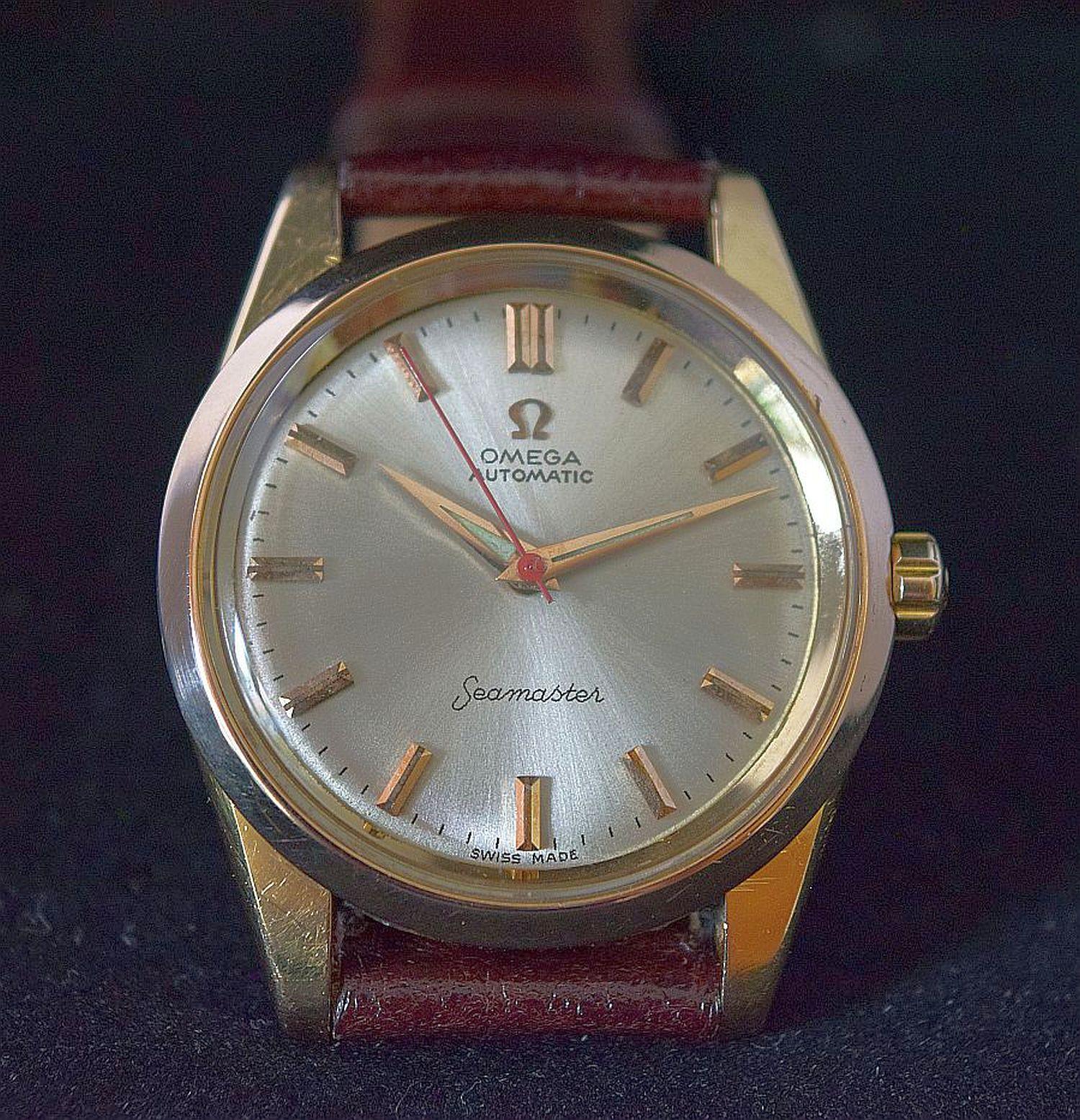 Omega Sea Master Automatic Rare 18 K Solid Pink Gold Case For Sale at ...