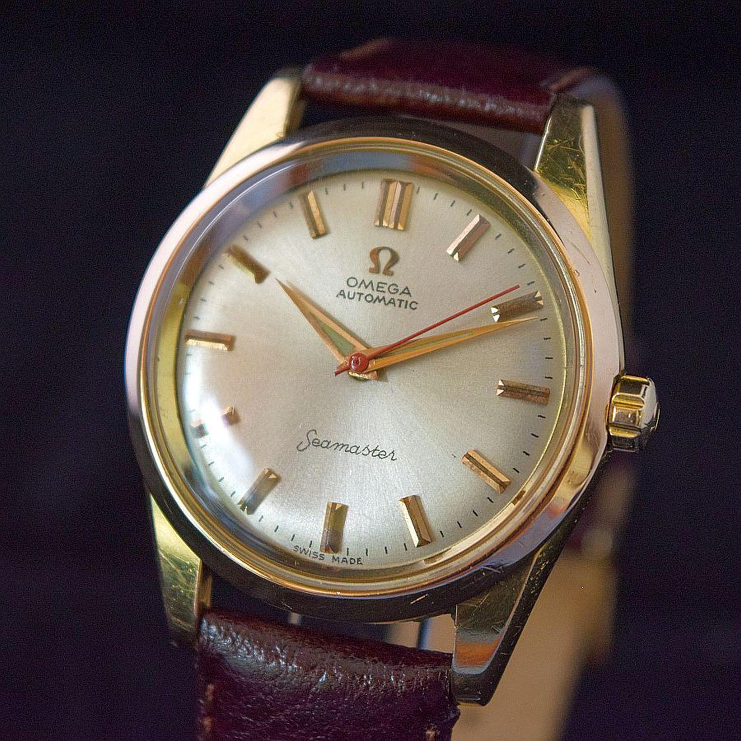 Omega Sea Master Automatic Rare 18 K Solid Pink Gold Case For Sale at ...
