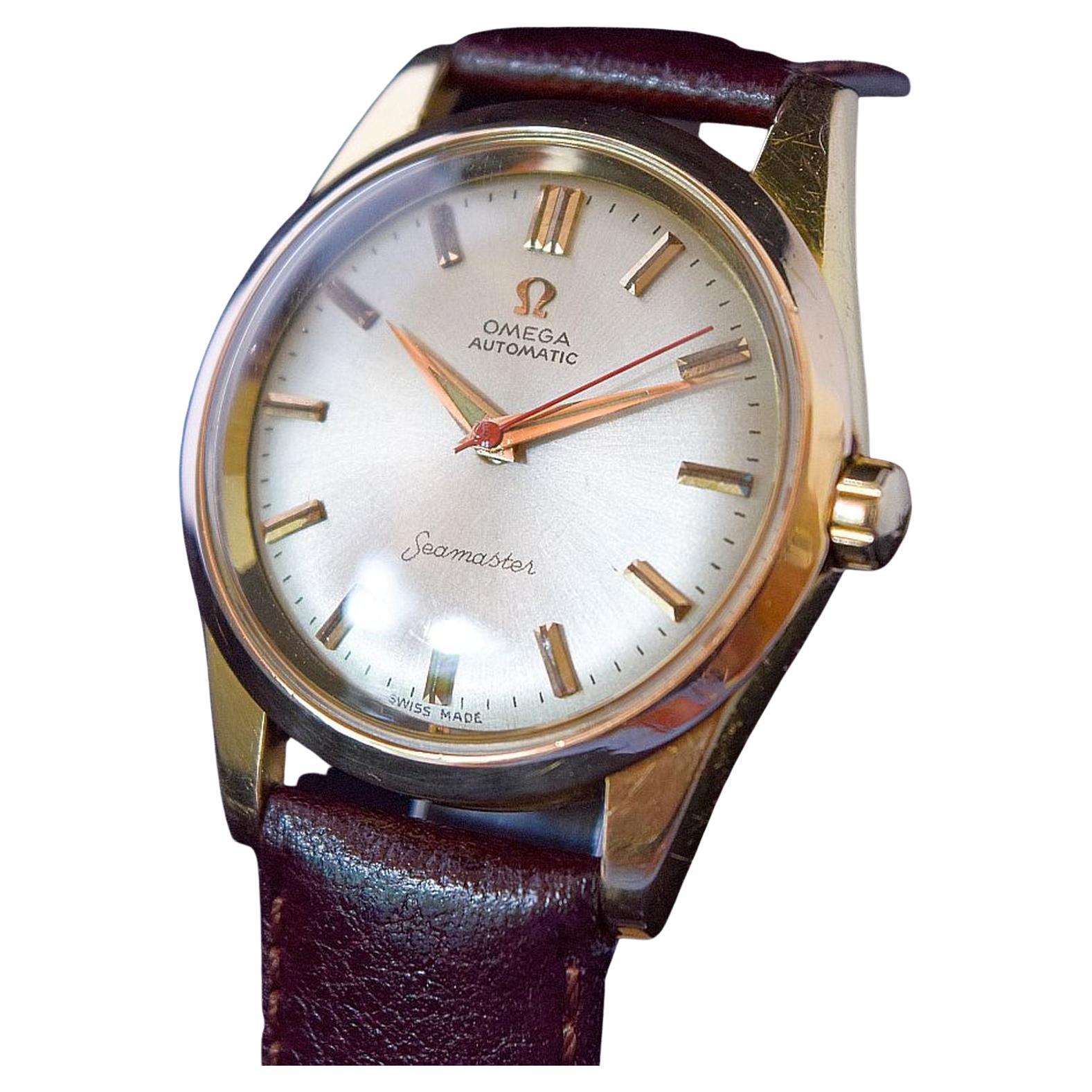 Omega Sea Master Automatic Rare 18 K Solid Pink Gold Case For Sale at ...