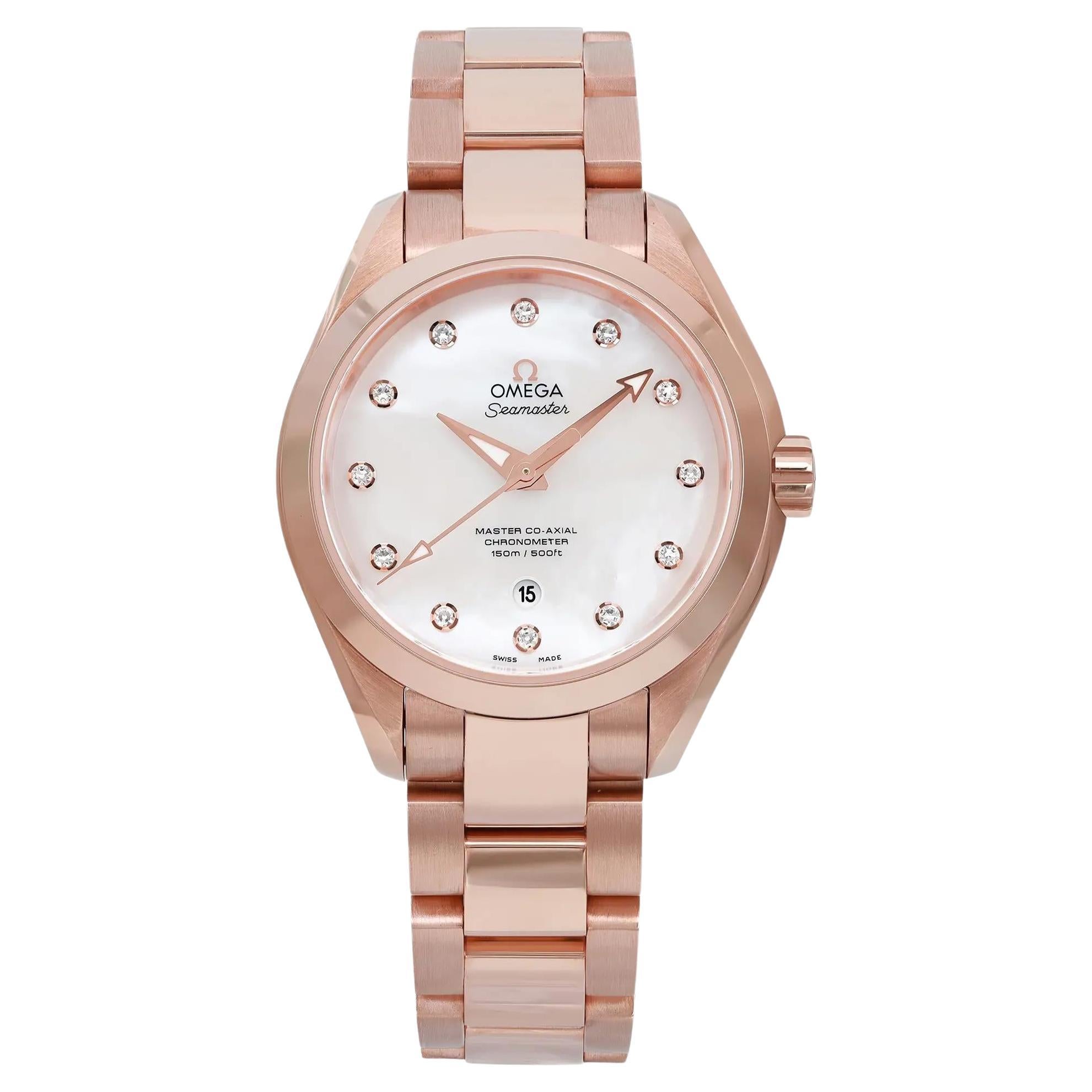 Omega Seamaster 18k Rose Gold Diamond MOP Dial Watch 231.50.34.20.55 ...
