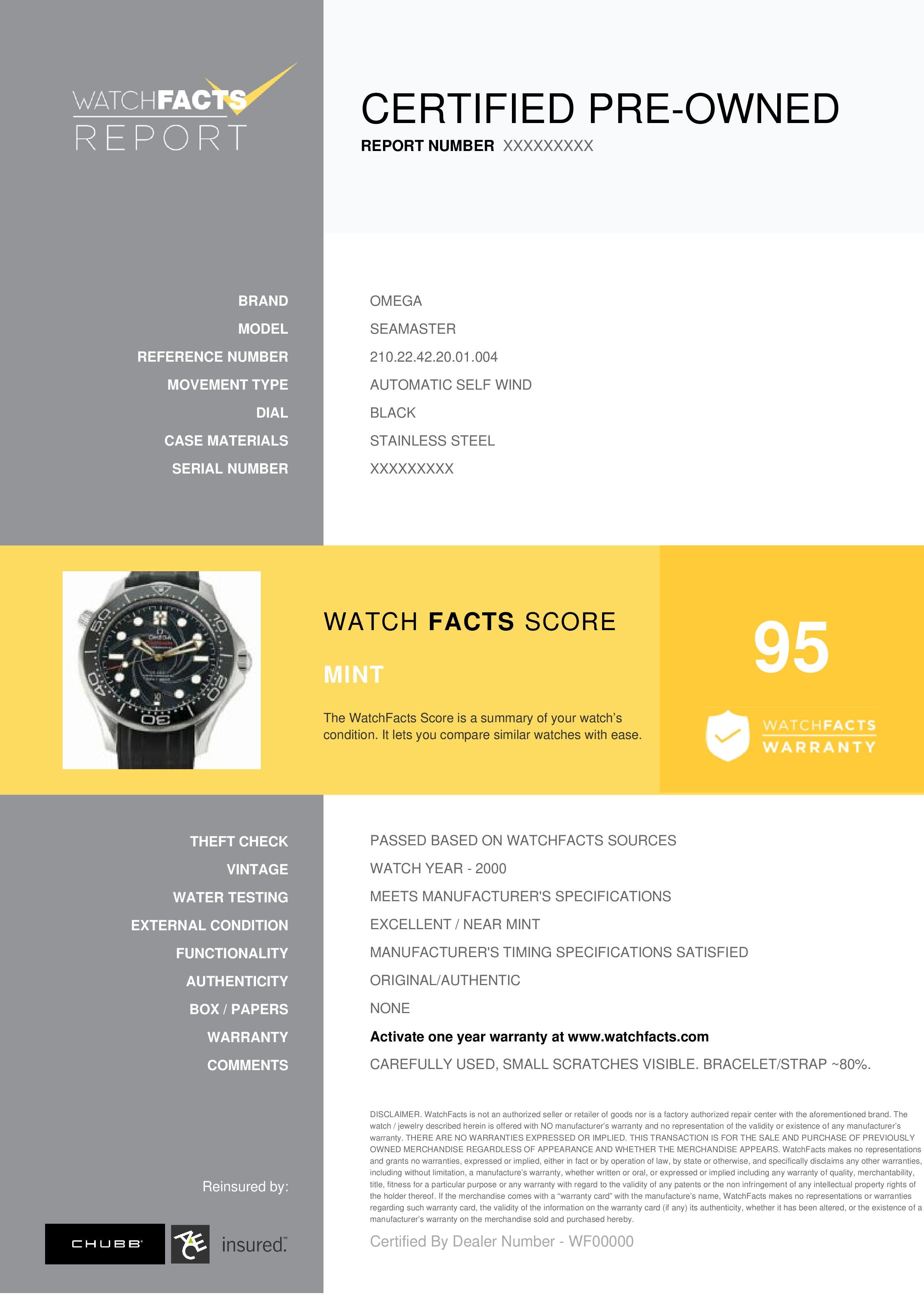 Omega Seamaster 210.22.42.20.01.004, Black Dial, Certified at 1stDibs