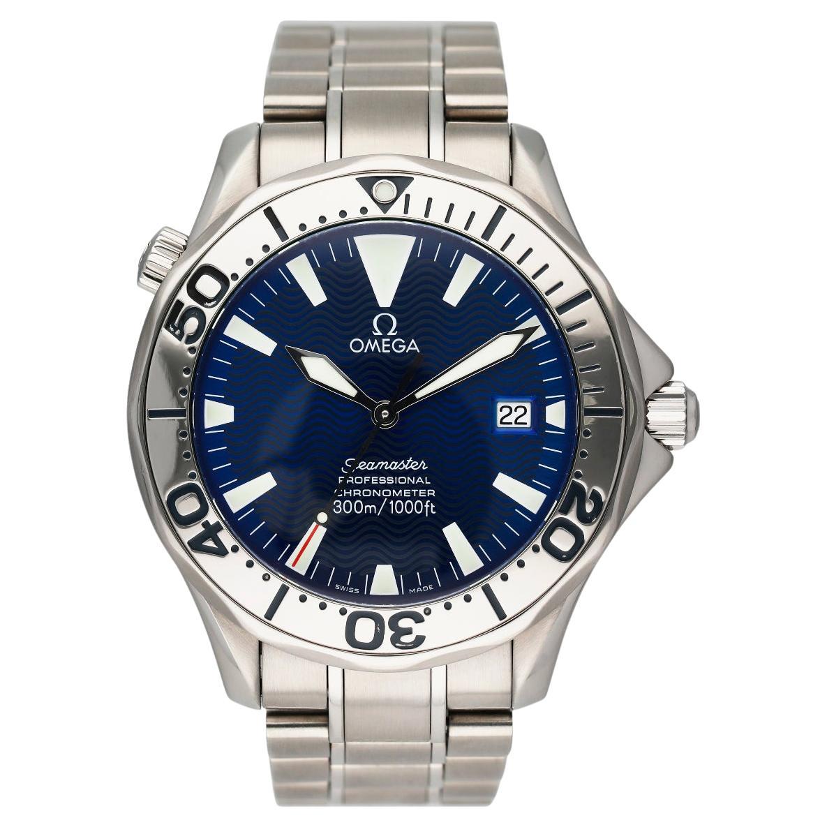 Omega Seamaster 2265.80.00 Electric Blue Men's Watch For Sale at 1stDibs