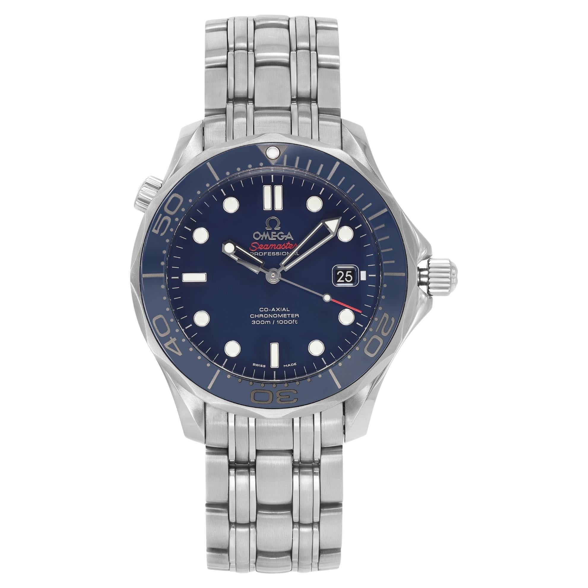 Omega Seamaster Diver 300m Steel Blue Dial Mens Watch 210.30.42.20.03 ...