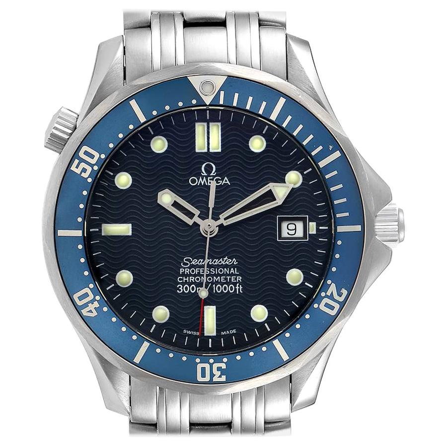Omega Seamaster Bond Chrono Blue Wave Dial Mens Watch 2599.80.00 Card ...