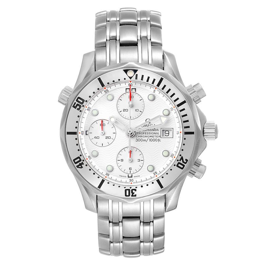 Omega Seamaster Chronograph Steel White Dial Mens Watch 2598.20.00 Box ...