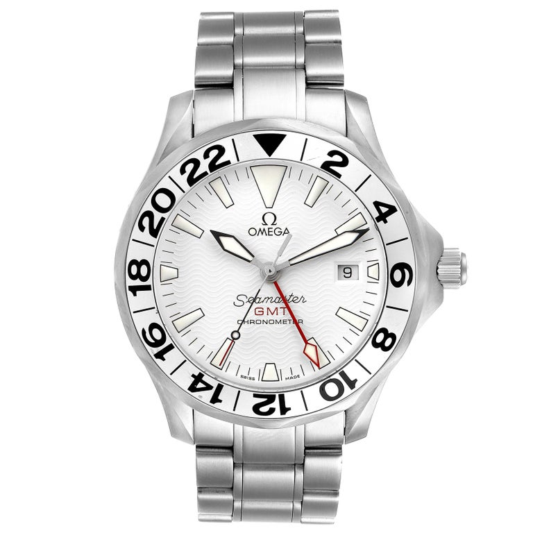 Omega Seamaster GMT Great White Wave Dial Watch 2538.20.00 For Sale at ...