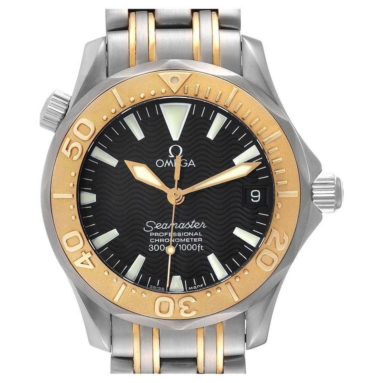 Omega Seamaster 36 Midsize Yellow Gold Steel Mens Watch 2453.50.00 For ...