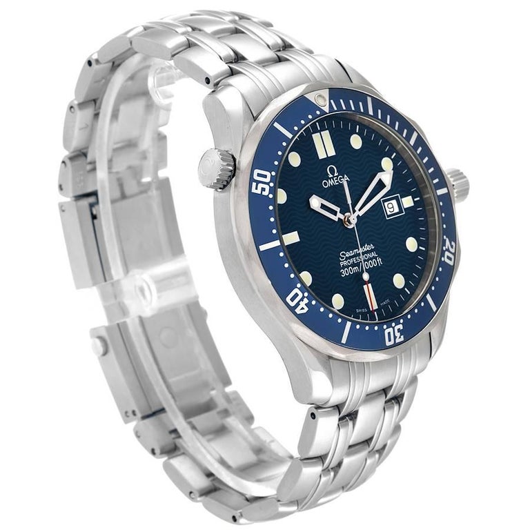 Omega Seamaster James Bond Blue Dial Steel Watch 2541.80.00 Card at 1stDibs