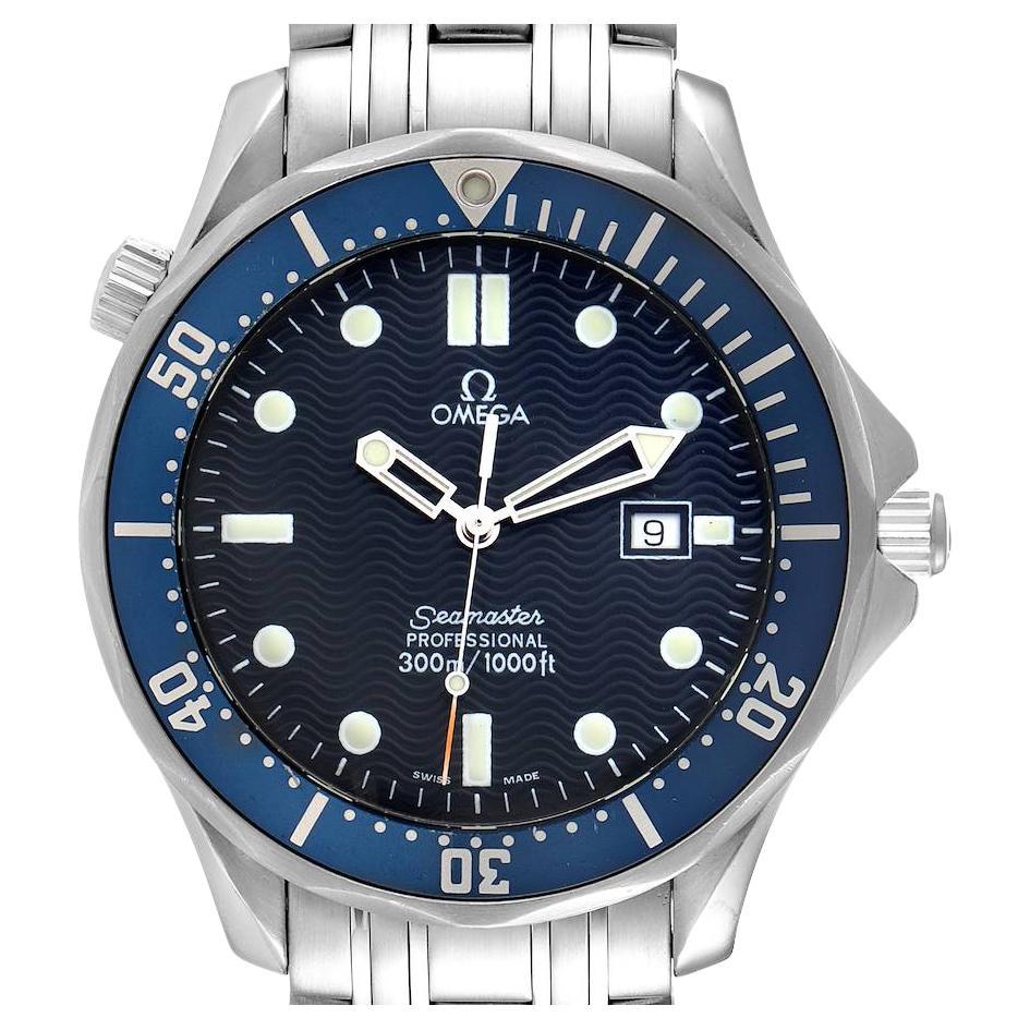 Omega Seamaster GMT White Wave Dial Watch 2538.20.00 Card For Sale at ...