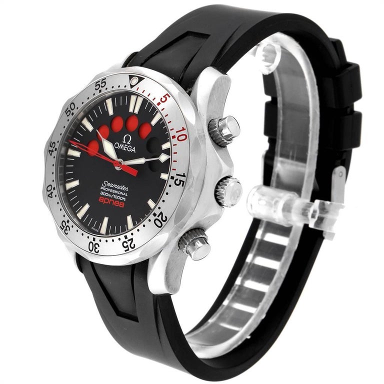 Omega Seamaster Apnea Jacques Mayol Black Dial Watch 2595.50.00 Card ...