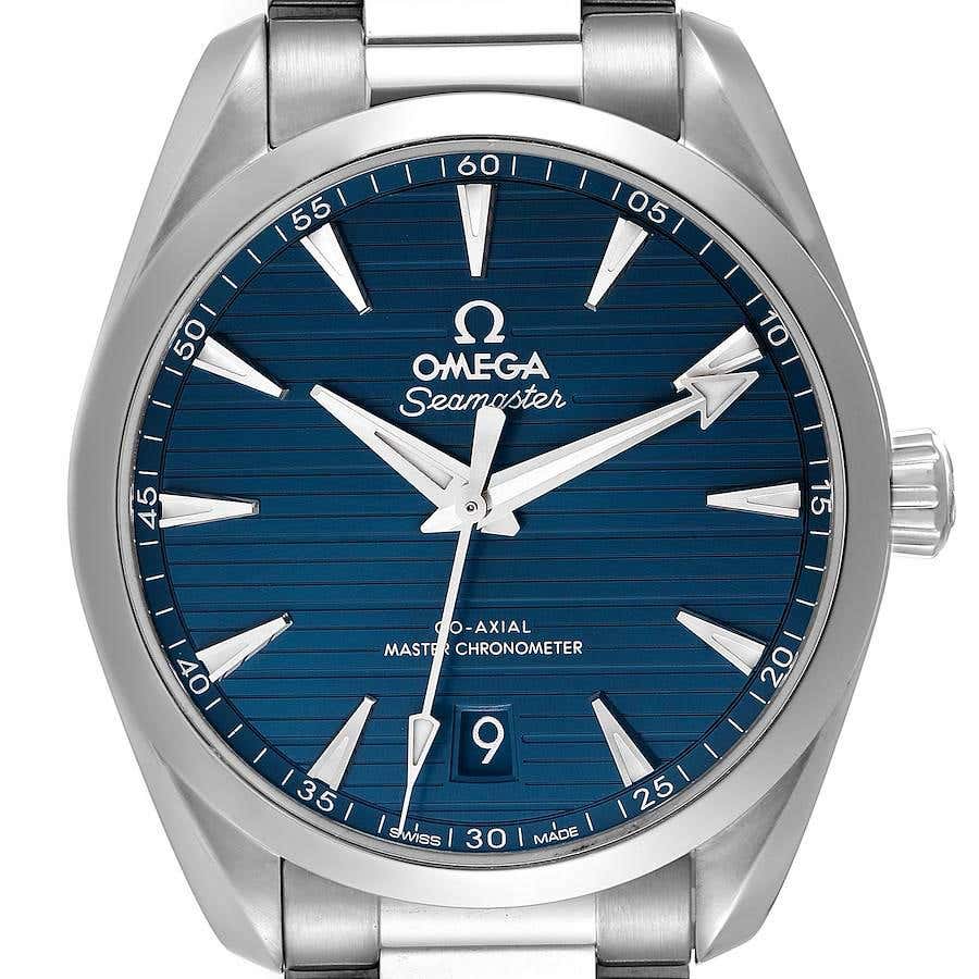 Omega Seamaster Aqua Terra Steel Blue Dial Watch 220 10 38 20 03 002 Box Card For Sale At 1stdibs