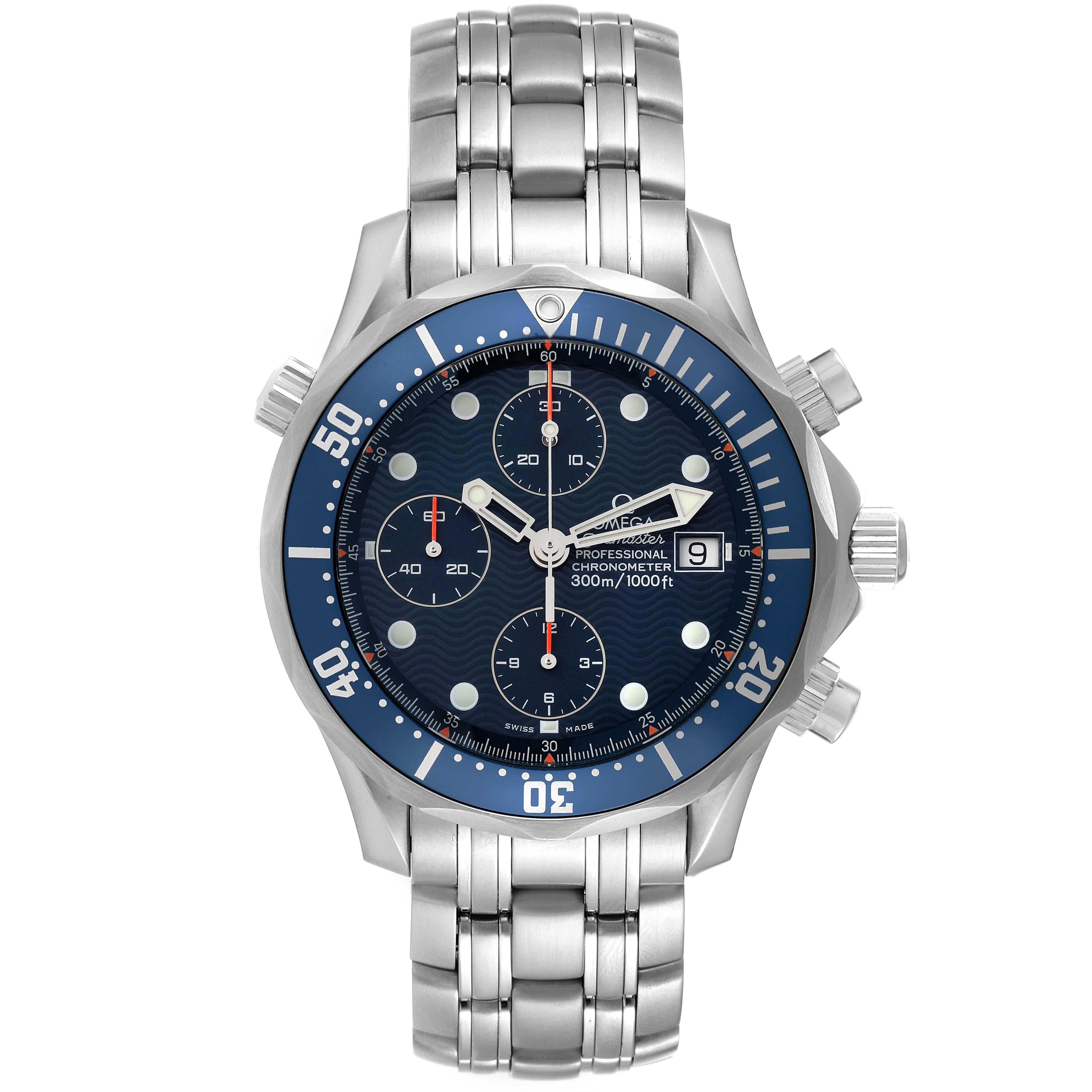 Omega Seamaster Blue Dial Chronograph Steel Mens Watch 2599.80.00 Box ...