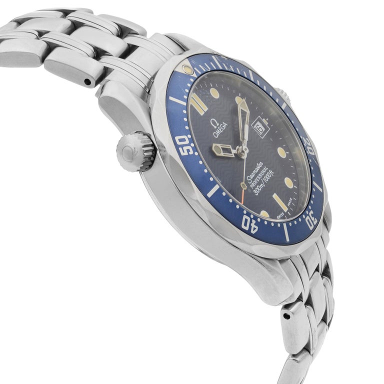 Omega Seamaster Blue Round Stainless Steel Midsize Quartz Watch 2561.80 ...