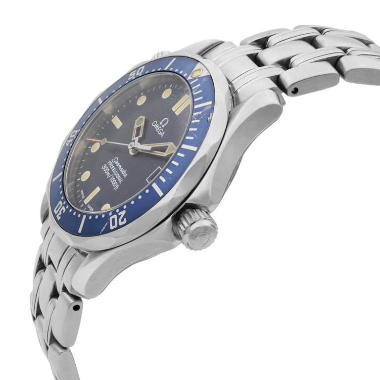 Omega Seamaster Blue Round Stainless Steel Midsize Quartz Watch 2561.80 ...