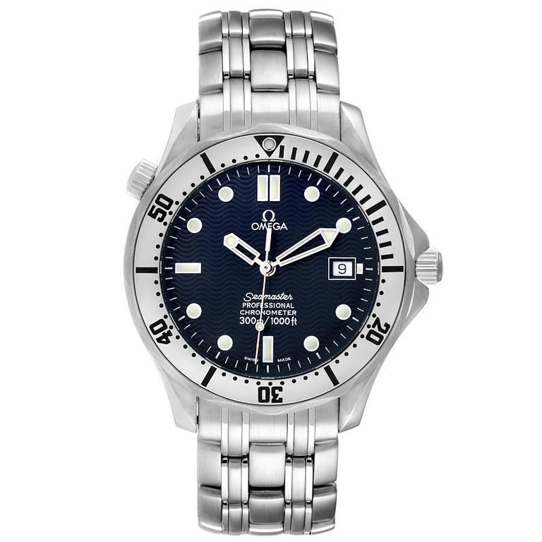 Omega Seamaster Blue Wave Decor Dial Steel 300m Watch 2532.80.00 at 1stDibs