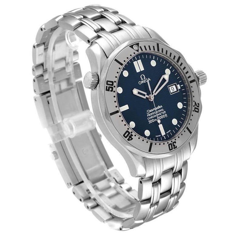 Omega Seamaster Blue Wave Decor Dial Steel 300m Watch 2532.80.00 at 1stDibs
