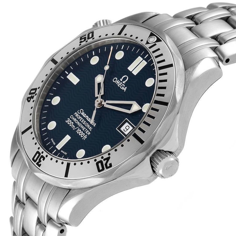 Omega Seamaster Blue Wave Decor Dial Steel 300m Watch 2532.80.00 at 1stDibs