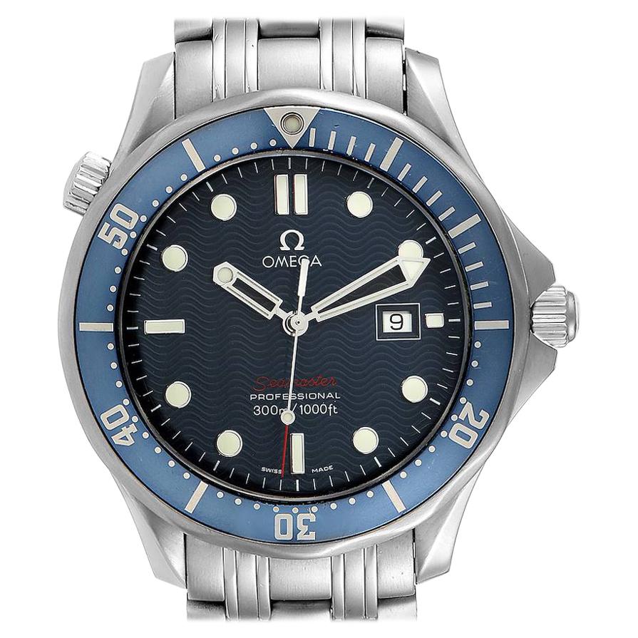 Omega Seamaster Bond 300M Blue Wave Dial Men's Watch 2221.80.00 Box ...
