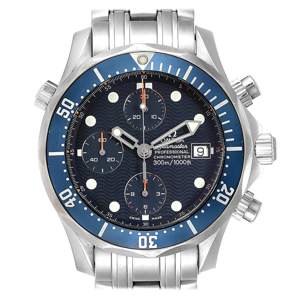 Omega Seamaster Bond Chrono Blue Wave Dial Men's Watch 2599.80.00 Card ...