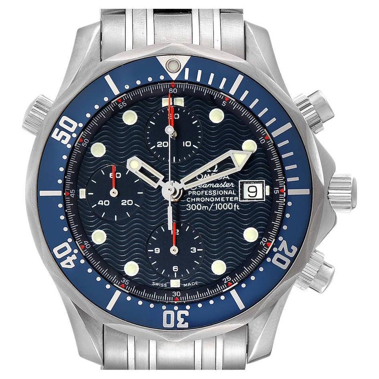 Omega Seamaster Bond Chrono Blue Wave Dial Mens Watch 2599.80.00 at 1stDibs